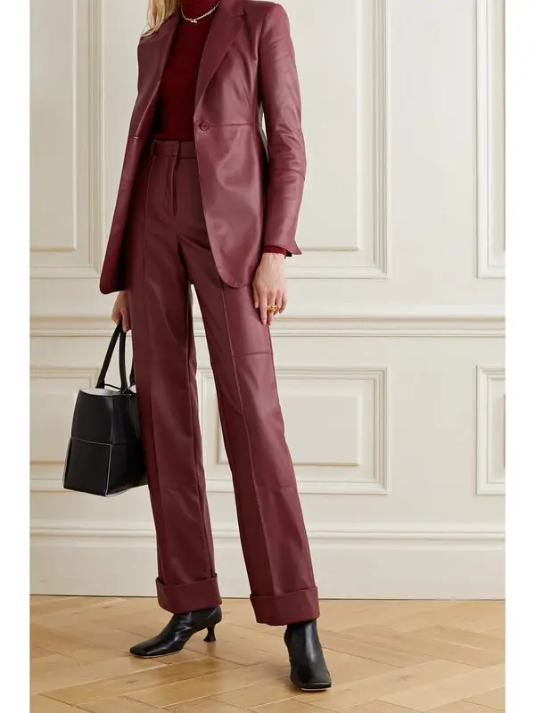 Akris Leather Straight-leg Pants