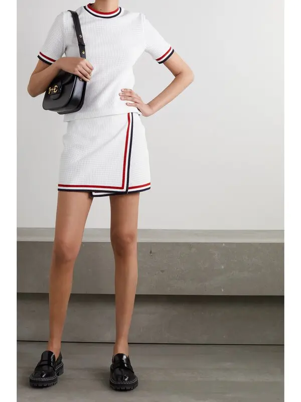 Thom Browne Wrap-effect Striped Mini Skirt