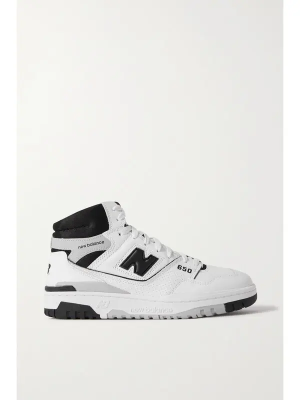 NEW BALANCE 650 High-top Leather And Mesh Sneakers - White