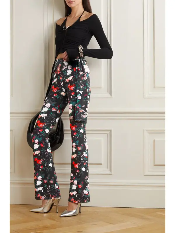 Rabanne Floral-print Flared Pants
