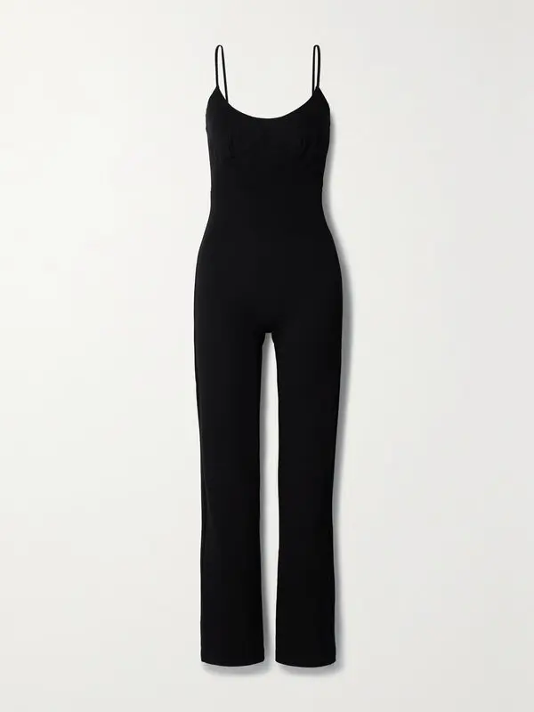 LESET Rio Corset Stretch-ponte Jumpsuit - Black