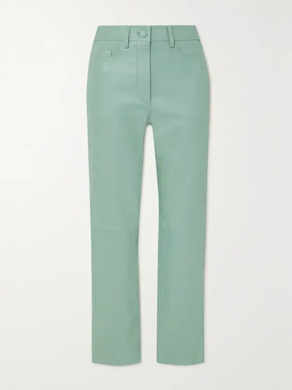 JOSEPH Teddy Cropped Paneled Leather Slim-leg Pants
