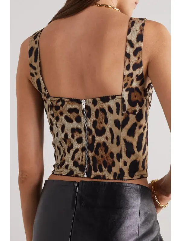 Dolce & Gabbana Leopard-print Stretch-canvas Bustier Top