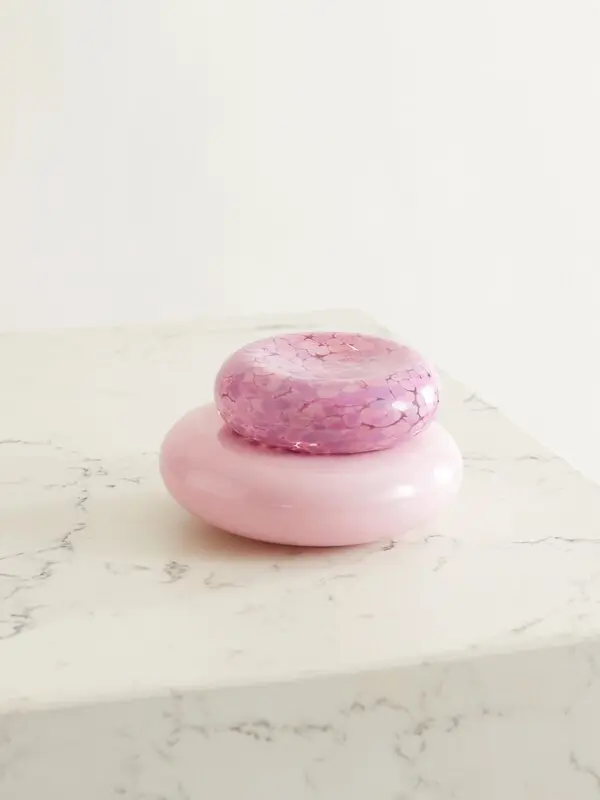 Vanderohe Curio Net Sustain Pebble Stack Set Of Two Glass Dishes - Pink