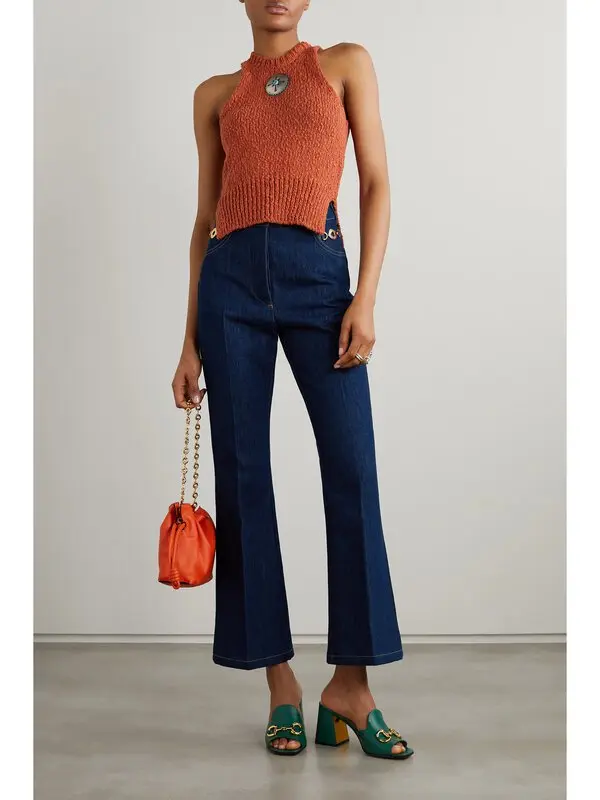 PATOU Cropped High-rise Straight-leg Jeans