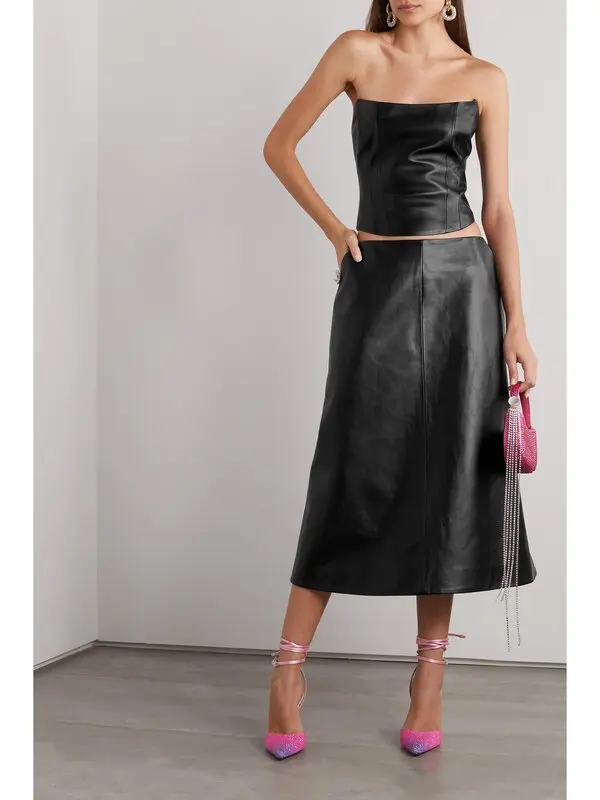 Magda Butrym Leather Midi Skirt