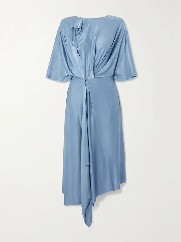 Victoria Beckham Asymmetric Draped Cutout Metallic Stretch-jersey Midi Dress