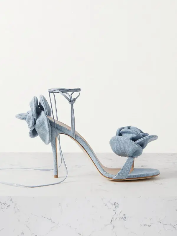 Magda Butrym Embellished Denim And Leather Sandals