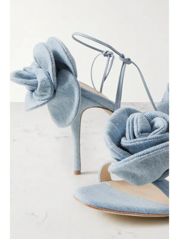 Magda Butrym Embellished Denim And Leather Sandals