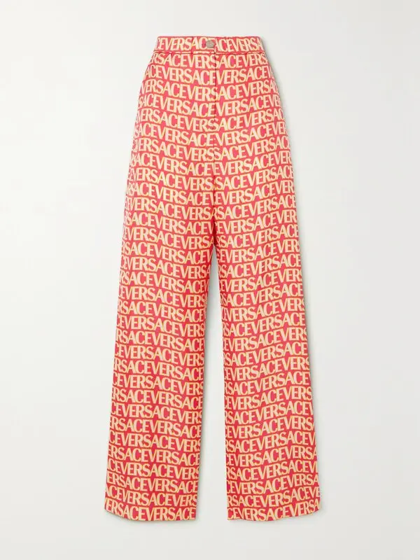 Versace Printed Silk-twill Wide-leg Pants