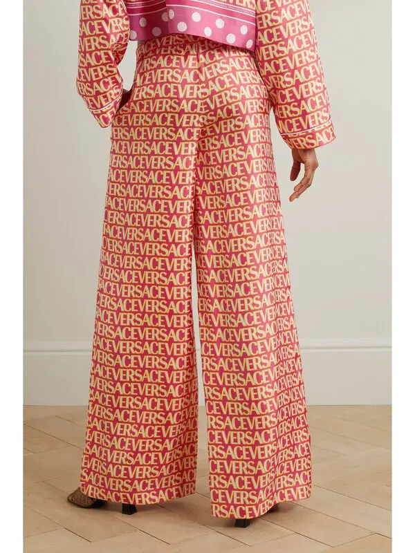 Versace Printed Silk-twill Wide-leg Pants