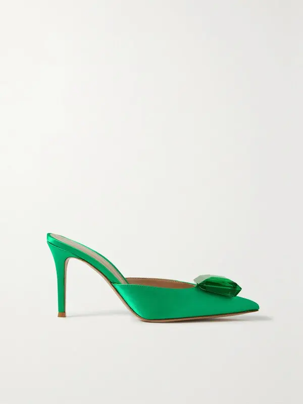 GIANVITO ROSSI 85 Crystal-embellished Satin Mules
