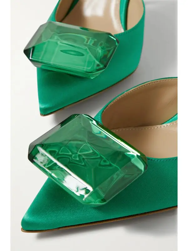 GIANVITO ROSSI 85 Crystal-embellished Satin Mules