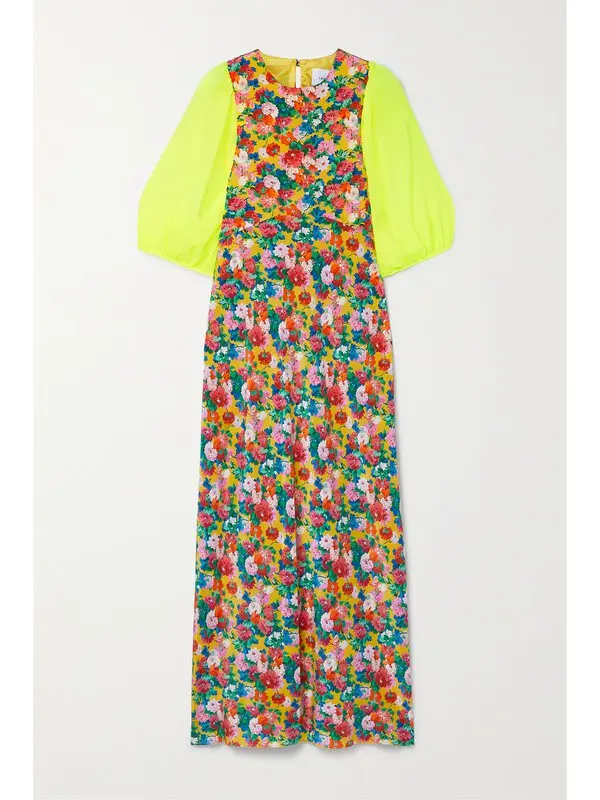 Les Reveries Floral-print Midi Dress - Orange