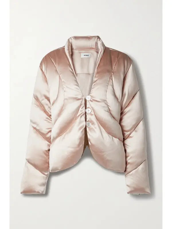 INTERIOR The Mira Quilted Silk-satin Down Jacket