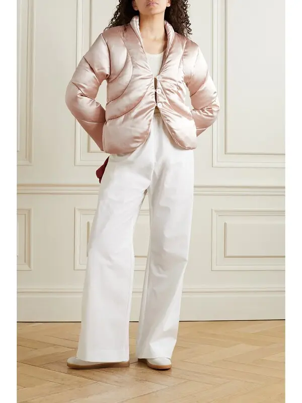 INTERIOR The Mira Quilted Silk-satin Down Jacket