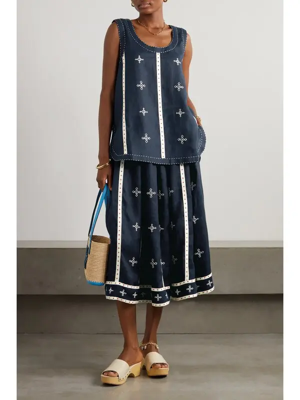 Vita Kin Gera Embroidered Linen Top