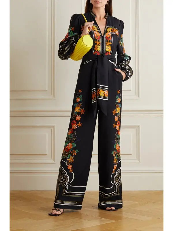 Saloni Bryce Printed Crepe Jumpsuit