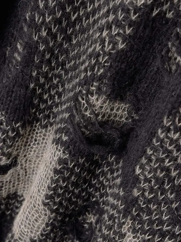 Our Legacy Sonar Distressed Checked Knitted Sweater