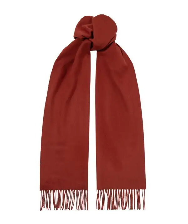 Johnstons Of Elgin Fringed Merino Wool Scarf - Red