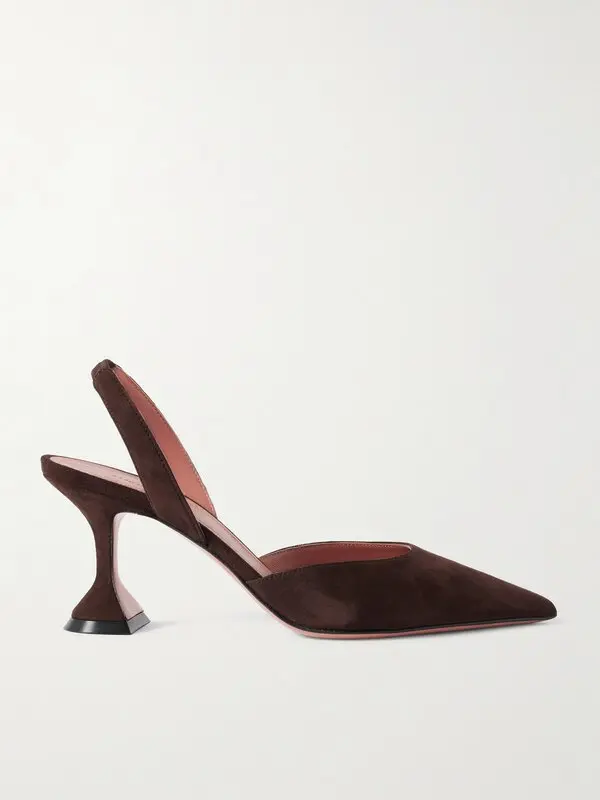 Amina Muaddi Holli Slingback Pumps - Brown