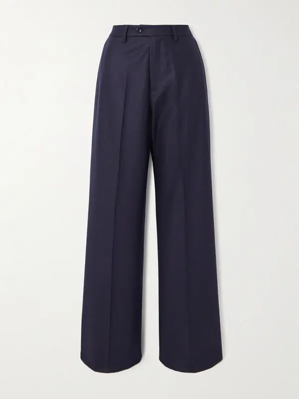 FORTELA Wool Wide Leg Trousers - Blue