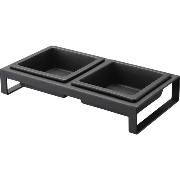 YAMAZAKI Elevated Double Bowl Pet Diner - Black