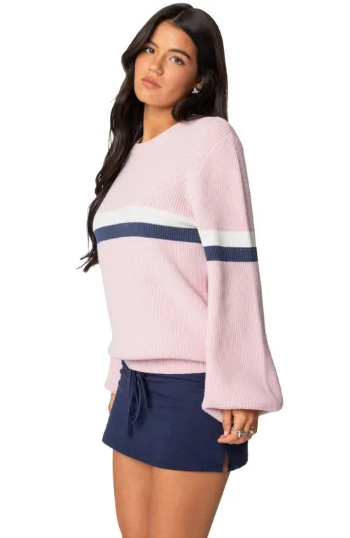 EDIKTED Nautical Stripe Oversize Sweater - Pink