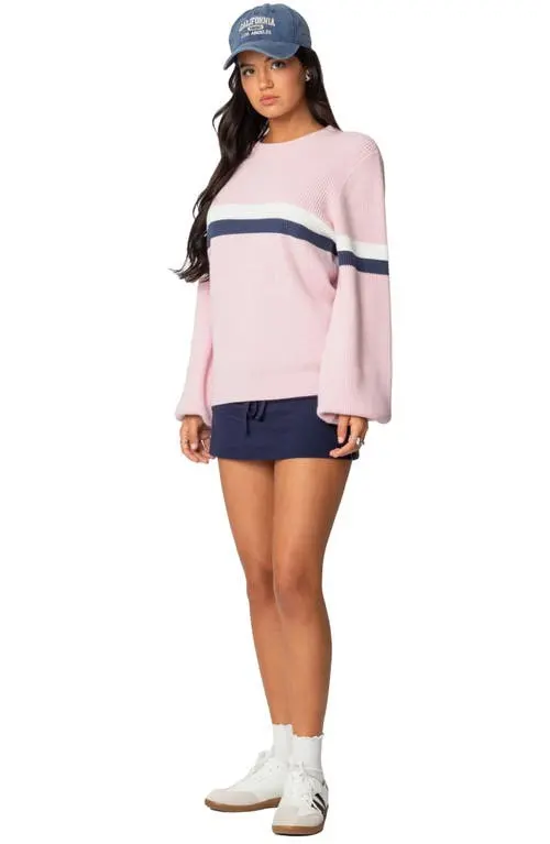 EDIKTED Nautical Stripe Oversize Sweater - Pink