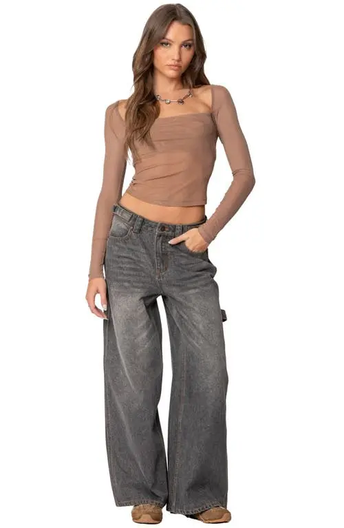 EDIKTED Low Rise Baggy Carpenter Jeans - Gray-washed