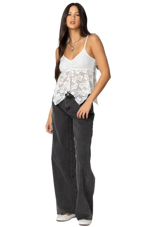 EDIKTED Orchid Lace Camisole - White