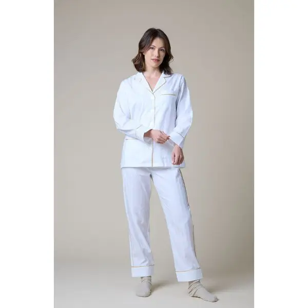 KIP Premium Cotton Pajama Set - Lily White