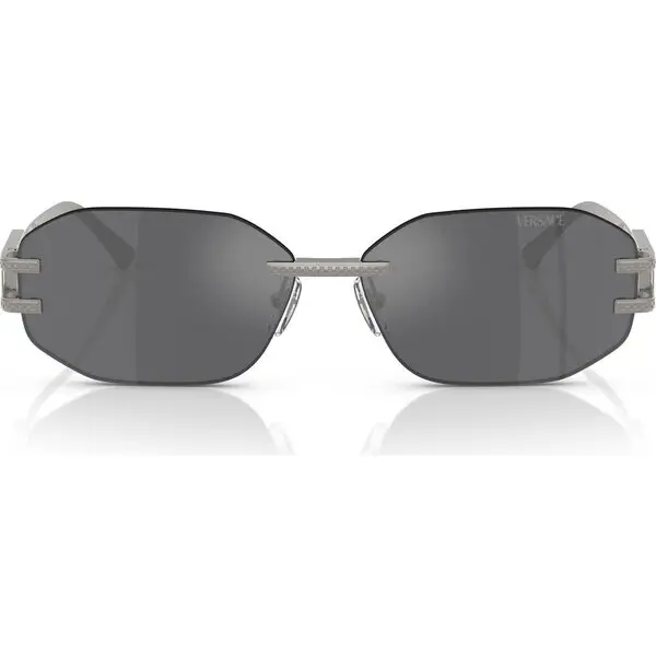Versace 58mm Oval Sunglasses - Gunmetal/grey Mirror Silver