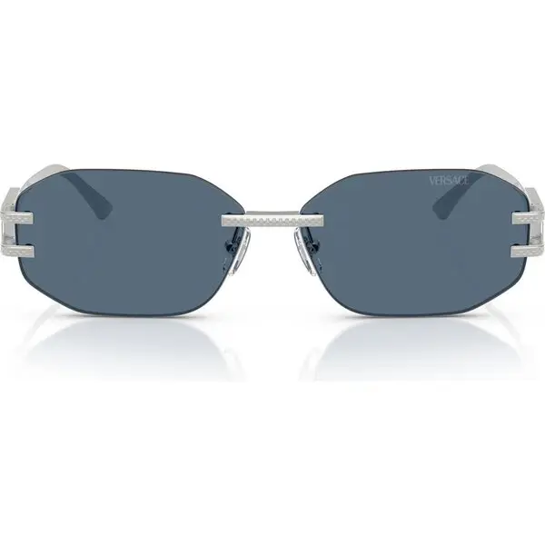 Versace 58mm Oval Sunglasses - Silver