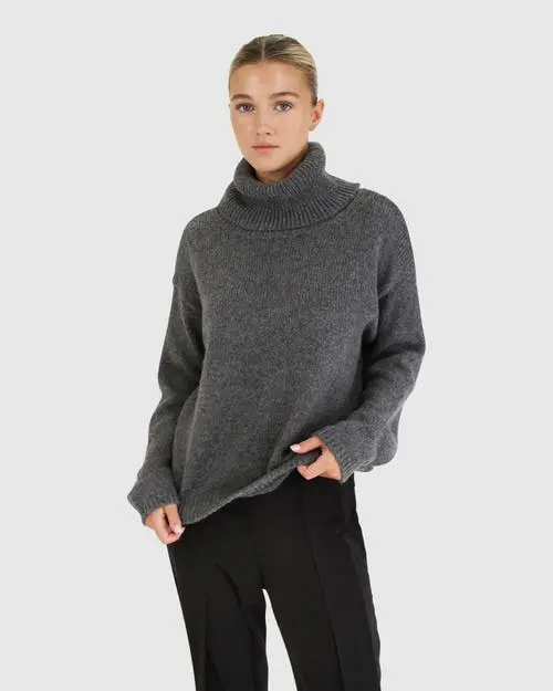 BELLE & BLOOM Right Here Waiting Knit - Charcoal