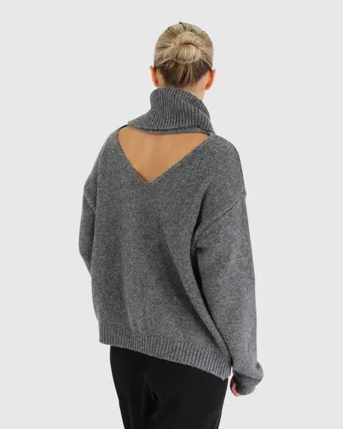 BELLE & BLOOM Right Here Waiting Knit - Charcoal