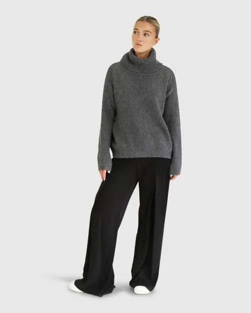 BELLE & BLOOM Right Here Waiting Knit - Charcoal