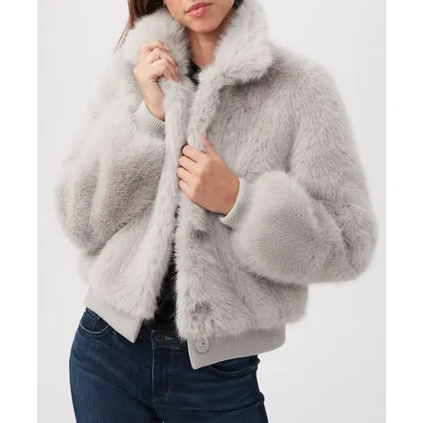 Trina Turk Morris Faux Fur Coat - Grey