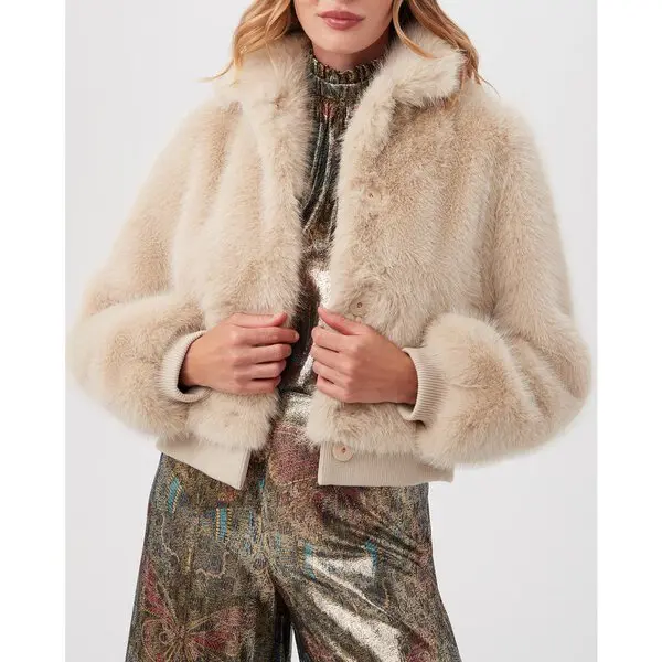 Trina Turk Morris Faux Fur Coat - Natural