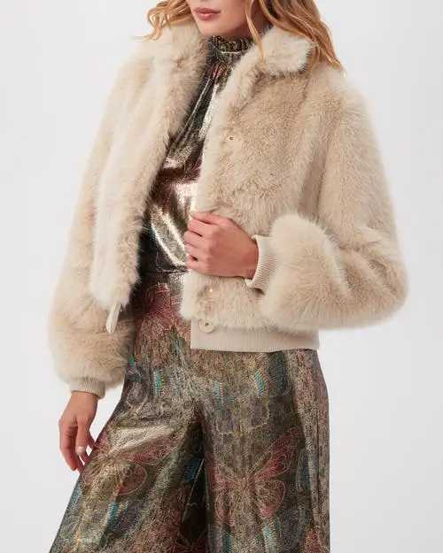 Trina Turk Morris Faux Fur Coat - Natural