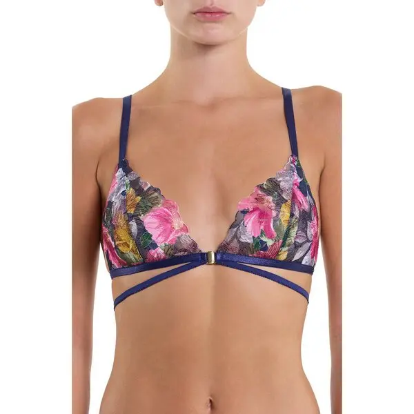 Hanky Panky Wildly Bloom Triangle Bralette - Dark Sky Blue