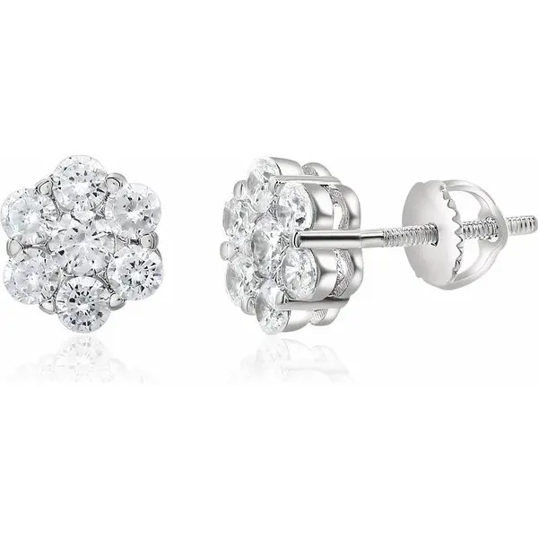 DONATELLO GIAN Sterling Cubic Zirconia Flower Earrings - Silver