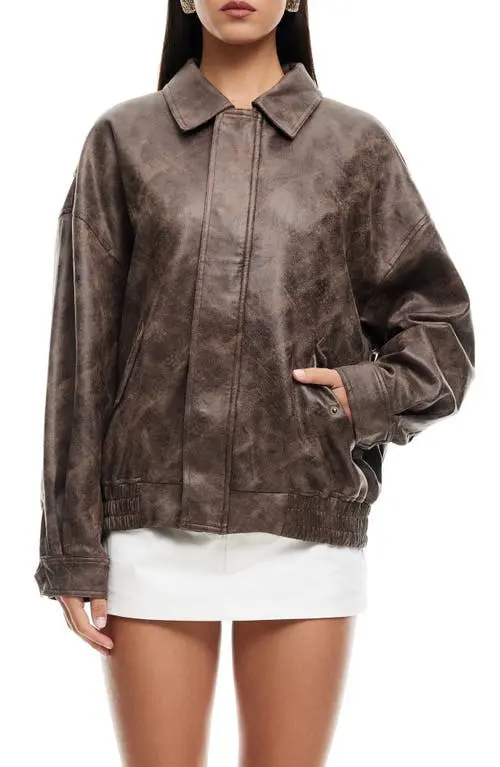 Lioness Kenny Faux Leather Bomber Jacket - Chocolate