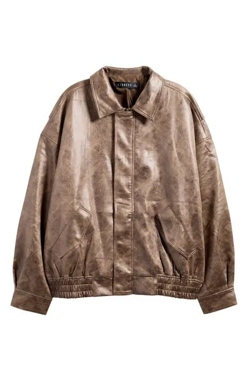 Lioness Kenny Faux Leather Bomber Jacket - Chocolate - 25% Off