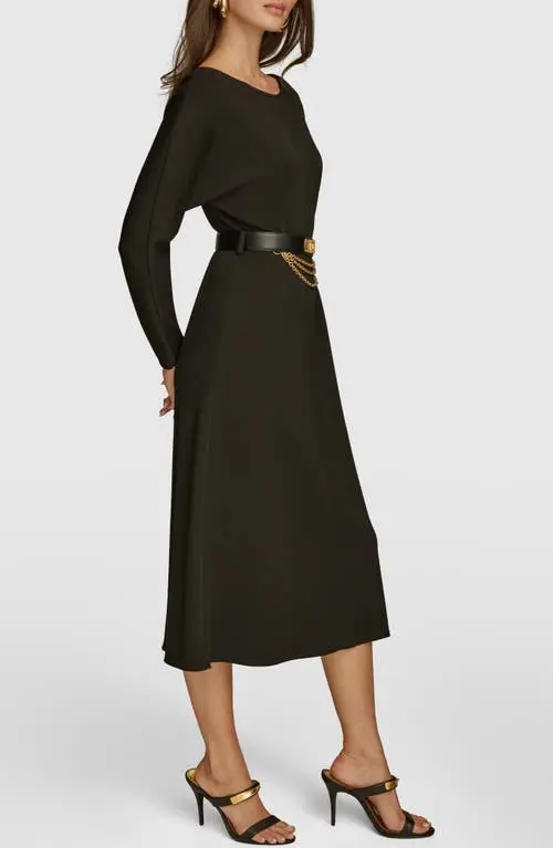 navy blue dress for baby girl NWT Donna Karan New York Collared Belted Midi Dress, 8, Blue Tempest, $199