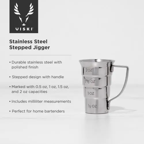 VISKI Harrison Stepped Jigger In Stainless Steel