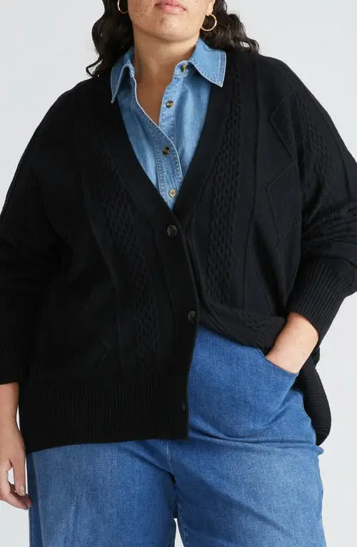 Universal Standard Ribbed Cardigan - Black