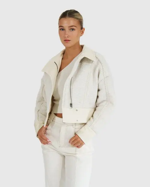 BELLE & BLOOM Mad Love Cropped Bomber Jacket