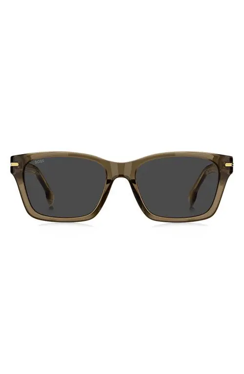 BOSS 56mm Rectangular Sunglasses - Brown/ Grey