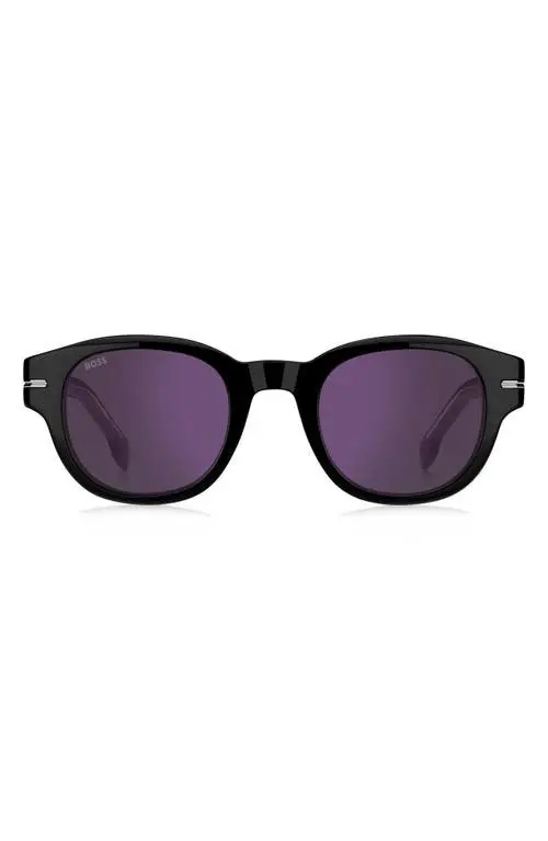 BOSS 48mm Rectangle Sunglasses - Black/ Violet Sp Ar
